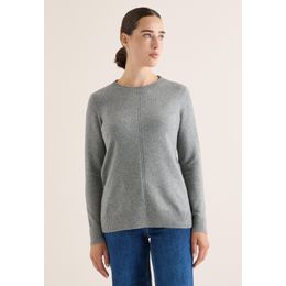 Strickpullover Cecil, Damen, Gr. XL (44), sporty grau melange, Web, 37% Baumwolle, 34% Polyacryl, 26% Polyester, 3% Elasthan, unifarben, normal normal, Rundhals, Strickb&uuml;ndchen, Pullover Strickpullover, aus Feinstrick