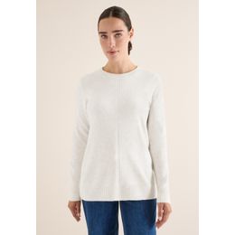 Strickpullover Cecil, Damen, Gr. XL (44), eggshell melange, Web, 37% Baumwolle, 34% Polyacryl, 26% Polyester, 3% Elasthan, unifarben, normal normal, Rundhals, Strickb&uuml;ndchen, Pullover Strickpullover, aus Feinstrick