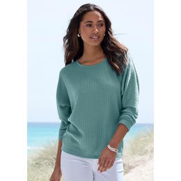 Langarmshirt Vivance "in modischer Struktur-Optik", Damen, Gr. 32/34, gr&uuml;n (eukalyptus), Strick, Obermaterial: 55% Polyester (REPREVE), 42% Viskose, 3% Elasthan, Strukturmuster, figurumspielend, Rundhals, Shirts Langarmshirt, aus pflegeleichter Strickqualit&auml;t mit Viskose