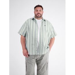 Kurzarmhemd Lerros "Bequemes Kurzarmhemd mit stylishen Streifen, gro&szlig;e Gr&ouml;&szlig;en", Herren, Gr. 4XL, Normalgr&ouml;&szlig;en, gr&uuml;n (bay gr&uuml;n), 100% Baumwolle, Hemden