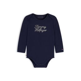 Langarmbody Tommy Hilfiger, Jungen, Gr. 74, N-Gr, schwarz night navy, Jersey, Obermaterial: 93% Baumwolle, 7% Elasthan, unifarben, regular fit h&uuml;ftlang, Rundhals, eingesetzt gerader Abschluss, Bodys, f&uuml;r Babys