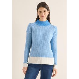 Strickpullover Cecil, Damen, Gr. L (42), fountain blau, Web, 37% Baumwolle, 34% Polyacryl, 26% Polyester, 3% Elasthan, unifarben, normal normal, hoch geschlossener Ausschnitt, Rippb&uuml;ndchen, Pullover Strickpullover, Grobstrick