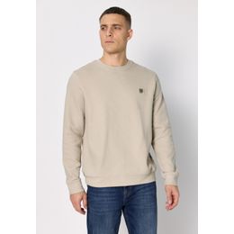 Sweatshirt Street One MEN, Herren, Gr. L (42), granite beige, Sweatware, 95% Baumwolle, 5% Elasthan, unifarben, normal, Rundhals, elastischer Bund, Sweatshirts Sweatshirt, mit 3D Struktur