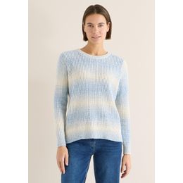 Strickpullover Cecil, Damen, Gr. L (42), fountain blau melange, Web, 58% Baumwolle, 34% Polyacryl, 8% Polyester, unifarben, comfort fit normal, Rundhals, B&uuml;ndchen, Pullover Strickpullover, im soften Baumwoll-Mix