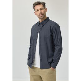 Langarmhemd Street One MEN, Herren, Gr. L (42), US-Gr&ouml;&szlig;en, schwarz ink blau, Web, 100% Baumwolle, gemustert, normal normal, V-Ausschnitt, B&uuml;ndchen, Hemden, aus reiner Baumwolle