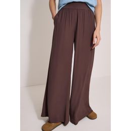Stoffhose Cecil, Damen, Gr. L, L&auml;nge 30, braun cacao, Stoff, 100% Viskose, unifarben, loose fit lang, Hosen Stoffhose, mit Elastikbund