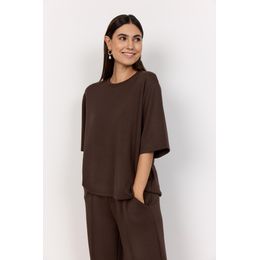 Rundhalsshirt soyaconcept "SC-BANU 231", Damen, Gr. XXL, braun (hot fudge), Single Jersey, Obermaterial: 48% Modal, 48% Polyester, 4% Elasthan, unifarben, h&uuml;ftlang, Rundhals, Shirts Rundhalsshirt, aus Viskosemischung mit Modal, Polyester und Elasthan, pflegeleicht