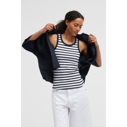 Tanktop SENSES.THE LABEL, Damen, Gr. L, night navy, opticwei&szlig;, Single Jersey, Material: 96% Baumwolle, 4% Elasthan, gestreift, slim fit normal, Rundhals, Tops Tanktop