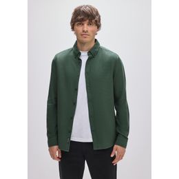 Langarmhemd Street One MEN, Herren, Gr. XL (44), US-Gr&ouml;&szlig;en, gr&uuml;n (soft olive gr&uuml;n), Web, 100% Baumwolle, unifarben, normal normal, V-Ausschnitt, B&uuml;ndchen, Hemden, mit Knopfleiste