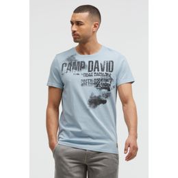 Rundhalsshirt CAMP DAVID, Jungen, Gr. 4XL, blau (silber blau), Single Jersey, Material: 100% Baumwolle, bedruckt, regular fit normal, Rundhals, eingesetzt gerader Abschluss, Shirts Rundhalsshirt, aus Baumwolle