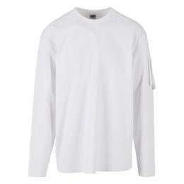 Longsleeve Urban Classics "Urban Classics Herren Sleeve Pocket Longsleeve", Damen, Gr. M, wei&szlig;, 100% Baumwolle, unifarben, oversize, Rundhals, Shirts