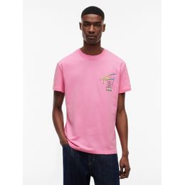 T-Shirt Tommy Jeans "TJM REGULAR CITY SIGNATURE", Jungen, Gr. L, pink daisy, Single Jersey, Obermaterial: 100% Baumwolle, regular fit normal, Shirts T-Shirt, mit Tommy-Signatur-Logo auf dem R&uuml;cken