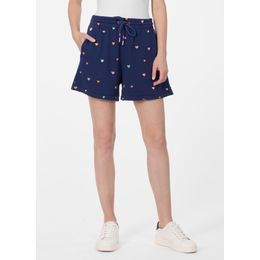 Sweatshorts Ragwear "ANIKU HEARTS", Damen, Gr. M, N-Gr, night blau, Sweatware, Obermaterial: 70% Baumwolle, 30% Polyester, bedruckt, kurz, Hosen Sweatshorts, Mit Kordelzug und kleinen bunten Herzchen bestickt