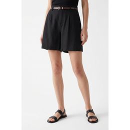 Chinoshorts Only "ONLSIESTA HW BELT LIN BL SHORTS PNT NOOS", Damen, Gr. XS (34), N-Gr, schwarz, Web, Obermaterial: 80% Viskose, 20% Leinen, unifarben, regular fit kniefrei, Hosen Chinoshorts, mit Leinen