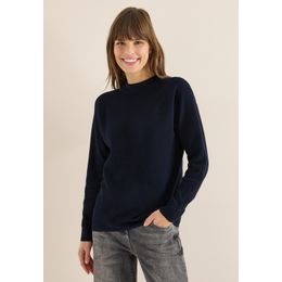 Strickpullover Cecil, Damen, Gr. XL (44), blau (universal blau), Web, 100% Baumwolle, unifarben, normal normal, Rundhals, Rippb&uuml;ndchen, Pullover Strickpullover, mit Turtleneck