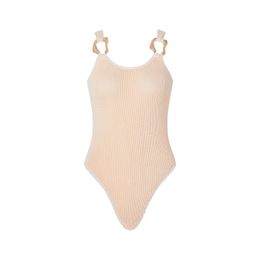 Badeanzug MODA MINX "SCRUNCH", Damen, Gr. M, beige (wei&szlig;), 97% Polyamid, 3% Elasthan, Badeanz&uuml;ge Badeanzug, mit tollen Schmuck-Elementen