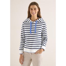 Sweatshirt Cecil, Damen, Gr. XL (44), vanillewei&szlig;, Web, 65% Baumwolle, 35% Polyester, gestreift, normal, ohne Ausschnitt, Rippb&uuml;ndchen, Sweatshirts Sweatshirt, im soften Baumwoll-Mix