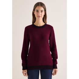 Strickpullover Cecil, Damen, Gr. XL (44), eggplant rot, Web, 50% Polyacryl, 50% Baumwolle, gemustert, normal normal, Rundhals, Rippb&uuml;ndchen, Pullover Strickpullover, mit Rundhalsausschnitt