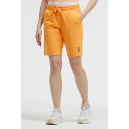 Sporthose SOCCX, Damen, Gr. L, Normalgr&ouml;&szlig;en, orange (fresh mango), Sweatware, Material: 50% Baumwolle, 50% Polyester, bedruckt, regular fit kurz, Hosen Sporthose, mit Elastikbund und Kordel