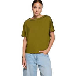 T-Shirt Zero "Damen mit U-Boot-Ausschnitt", Damen, Gr. 34, gr&uuml;n (fir gr&uuml;n), Satin, Obermaterial: 95% Viskose, 5% Elasthan, figurumspielend normal, Shirts T-Shirt, Material
