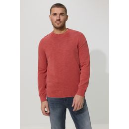 Rundhalspullover Street One MEN, Herren, Gr. L (42), dull coral, Web, 100% Baumwolle, unifarben, normal normal, Rundhals, Rippb&uuml;ndchen, Pullover Rundhalspullover, aus reiner Baumwolle