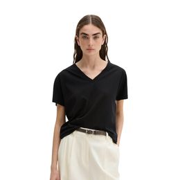 Marc O'Polo T-Shirt MARC O'POLO "aus leichtem Single Jersey", Damen, Gr. L, schwarz, Obermaterial: 100% Baumwolle, unifarben, Basic, regular fit, V-Ausschnitt, Shirts T-Shirt
