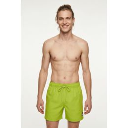 Badeshorts Reebok "Ace", Herren, Gr. L, N-Gr, gr&uuml;n (retro lime), Microfaser, Obermaterial: 100% Polyester, Badehosen Badeshorts, mit kleinen Seitenschlitzen, Eingriff-Taschen seitlich
