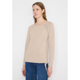 Strickpullover Cecil, Damen, Gr. L (42), beige (grain beige), Web, 100% Baumwolle, unifarben, comfort fit normal, U-Boot-Ausschnitt, Rippb&uuml;ndchen, Pullover Strickpullover, mit U-Boot-Ausschnitt