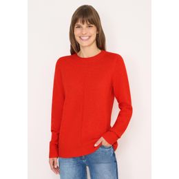 Strickpullover Cecil, Damen, Gr. L (42), pumpkin orange melange, Web, 37% Baumwolle, 34% Polyacryl, 26% Polyester, 3% Elasthan, unifarben, normal normal, Rundhals, Strickb&uuml;ndchen, Pullover Strickpullover, aus Feinstrick