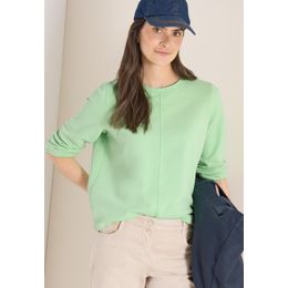 Sweatshirt Cecil, Damen, Gr. L (42), juicy lime, Web, 100% Baumwolle, unifarben, comfort fit, Rundhals, abgesteppt, Sweatshirts Sweatshirt, aus reiner Baumwolle
