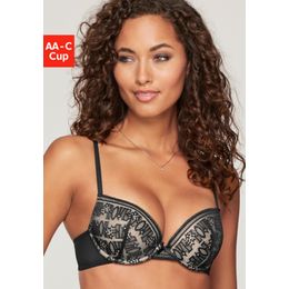 Push-up-BH Vivance "Madita", Damen, Gr. 70, Cup B, schwarz, Spitze, Obermaterial: 60% Polyamid, 35% Polyester, 5% Elasthan, BHs Push-up-BH, mit B&uuml;gel aus h&uuml;bscher Spitze mit &bdquo;Love"-Schriftzug, sexy Dessous