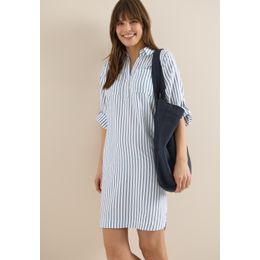 Midikleid Cecil, Damen, Gr. XL (44), US-Gr&ouml;&szlig;en, sporty denim blau, Stoff, 65% Polyester, 35% Viskose, gestreift, comfort fit knielang, Rundhals, B&uuml;ndchen, Kleider Midikleid, im Streifendesign