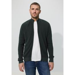 Strickjacke Street One MEN, Herren, Gr. L (42), gr&uuml;n (schwarz ink blau), Web, 100% Baumwolle, unifarben, regular fit normal, hoch geschlossener Ausschnitt, Rippb&uuml;ndchen, Strickjacken Strickjacke, aus reiner Baumwolle