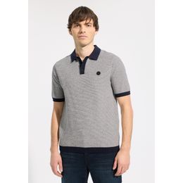 Kurzarmpullover Street One MEN, Herren, Gr. L (42), schwarz ink blau, Web, 80% Baumwolle, 20% Nylon, unifarben, normal normal, V-Ausschnitt, Rippb&uuml;ndchen, Pullover, im soften Baumwoll-Mix