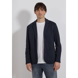 Sakko Street One MEN, Herren, Gr. L (42), schwarz (schwarz ink blau), Web, 97% Baumwolle, 3% Elasthan, V-Ausschnitt, abgesteppt, Sakkos Sakko, Mit Reverskragen