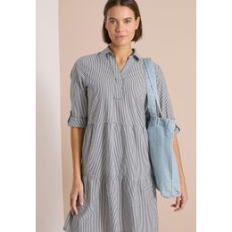 Sommerkleid Cecil, Damen, Gr. L (42), US-Gr&ouml;&szlig;en, universal blau, Web, 75% Baumwolle, 25% Modal, unifarben, comfort fit knieumspielend, V-Ausschnitt, Umschlagbund, Kleider Sommerkleid, l&auml;ssig