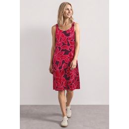 Sommerkleid STREET ONE STUDIO, Damen, Gr. 36, EURO-Gr&ouml;&szlig;en, rot (salsa rot), Stoff, 100% Viskose, gemustert, normal knieumspielend, V-Ausschnitt, abgesteppt, Kleider Sommerkleid, aus Viskose