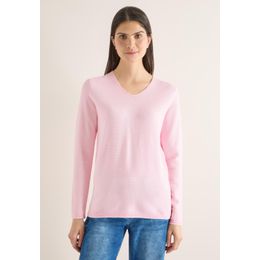 Strickpullover Cecil, Damen, Gr. L (42), light blush rose, Stoff, 72% Viskose, 28% Polyester, unifarben, normal normal, V-Ausschnitt, abgesteppt, Pullover Strickpullover, mit abgerundetem V-Ausschnitt