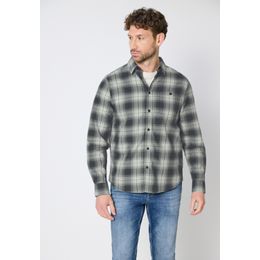 Karohemd Street One MEN, Herren, Gr. L (42), US-Gr&ouml;&szlig;en, grau (timeless gr&uuml;n), Web, 100% Baumwolle, kariert, normal normal, V-Ausschnitt, B&uuml;ndchen, Hemden Karohemd, aus reiner Baumwolle