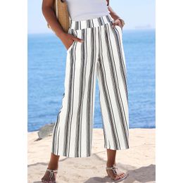 7/8-Hose Lascana "mit locker-luftigem Bein", Damen, Gr. 34, N-Gr, schwarz-wei&szlig; (wei&szlig;, marine gestreift), Cr&ecirc;pe, Obermaterial: 71% Viskose, 27% Polyester, 2% Elasthan, Crinkleoptik, gestreift, weit 7/8-L&auml;nge, Hosen 7/8-Hose, aus strukturierter Ware, sommerliche Schlupfhose, Strandhose