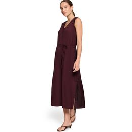 Etuikleid Zero "Damen mit Rippb&uuml;ndchen", Damen, Gr. 34, Normalgr&ouml;&szlig;en, braun (schwarz aubergine), Satin, Obermaterial: 100% Polyester, straight fit lang, V-Ausschnitt, Kleider Etuikleid, Bindeg&uuml;rtel