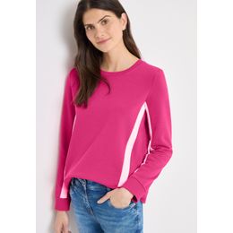Sweatshirt Cecil, Damen, Gr. L (42), beetroot pink, Web, 65% Baumwolle, 35% Polyester, unifarben mit Farbeinsatz, comfort fit, Rundhals, Rippb&uuml;ndchen, Sweatshirts Sweatshirt, im soften Baumwoll-Mix