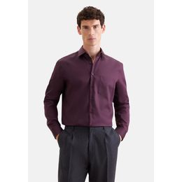 Businesshemd Seidensticker "Schwarze Rose", Herren, Gr. M (39), normale &Auml;rmell&auml;ngen, lila (weinrot), 100% Baumwolle, unifarben, regular fit, 2-Knopf-Manschette, Hemden, Regular 1/1 Kentkragen Uni