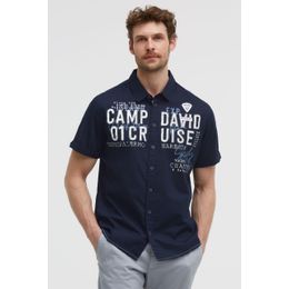 Kurzarmhemd CAMP DAVID, Herren, Gr. 4XL, Normalgr&ouml;&szlig;en, blau, Web, Material: 100% Baumwolle, regular fit normal, Umschlagsaum, Hemden, mit Kontrastn&auml;hten