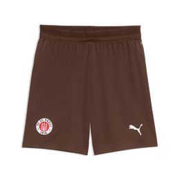 Trainingsshorts Puma "FCSP SHORTS REPLICA JR", Kinder, Gr. 140, N-Gr, braun (espresso braun, Puma wei&szlig;), Web, Obermaterial: 100% Polyester, unifarben, regular fit kniefrei, Hosen, f&uuml;r Fu&szlig;balltraining, sportlicher Stil, atmungsaktives Material