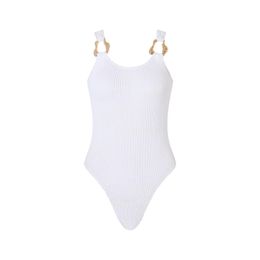 Badeanzug MODA MINX "SCRUNCH", Damen, Gr. XS, wei&szlig;, 97% Polyamid, 3% Elasthan, unifarben, Badeanz&uuml;ge Badeanzug, mit eleganten Schmuckelementen