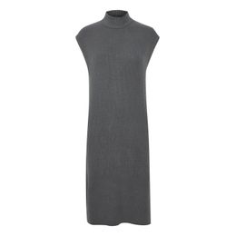 Midikleid B.Young "Kleid BYNORA", Damen, Gr. L, N-Gr, grau (dunkelgrau melange), Obermaterial: 75% Polyacryl PAN. 22% Nylon NY. 3% Elasthan EL., Kleider Midikleid
