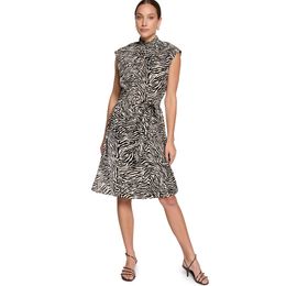 Midikleid Zero "Damen mit Print.", Damen, Gr. 34, Normalgr&ouml;&szlig;en, cream, schwarz, Obermaterial: 100% Viskose, l&auml;ssig geschnitten kurz, Kleider Midikleid, Material