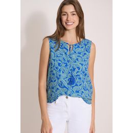 Blusentop Cecil, Damen, Gr. L (42), blau (surf blau), Stoff, 100% Viskose, gemustert, klassisch normal, Rundhals, normaler Saum, Blusen Blusentop, mit allover Print