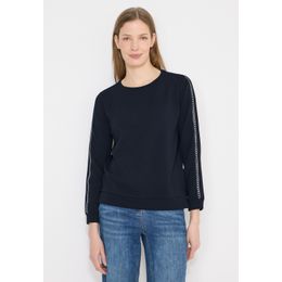 Sweatshirt Cecil, Damen, Gr. L (42), blau (universal blau), Sweatware, 49% Polyester, 44% Modal, 7% Elasthan, unifarben, comfort fit, U-Boot-Ausschnitt, B&uuml;ndchen, Sweatshirts Sweatshirt, mit U-Boot-Ausschnitt